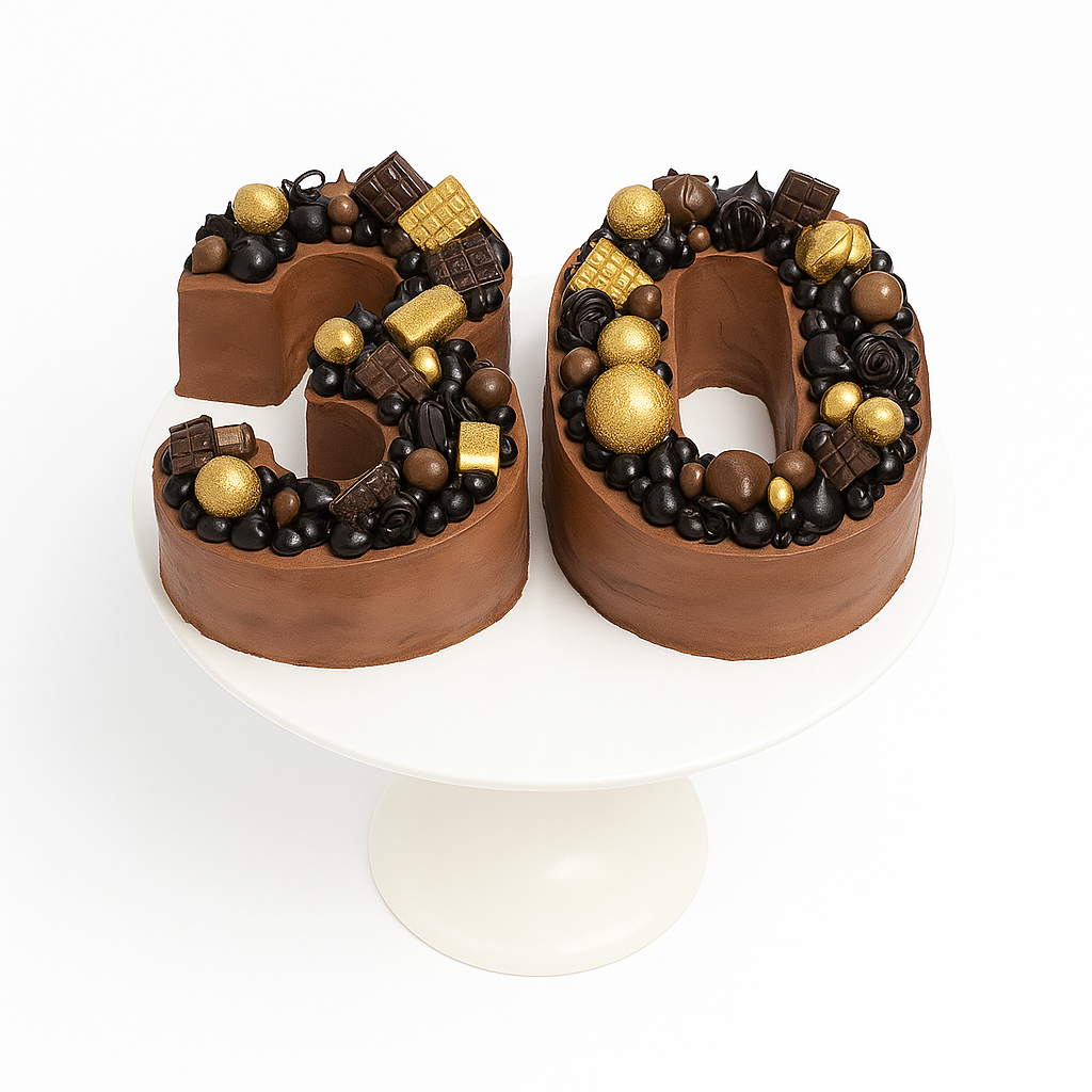 Golden Luxe Chocolate Number Cake – Isher Eggless Bakers