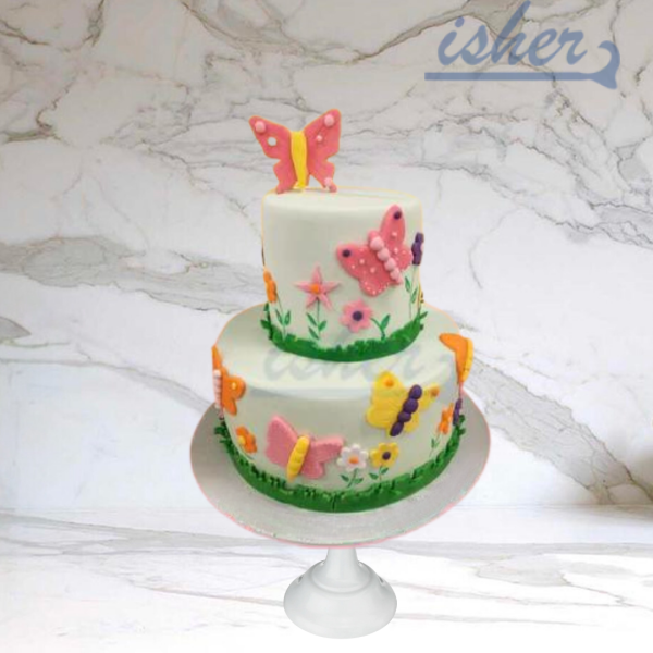 Fluttering Fairies Cake 8" + 6" (Available in Buttercream or Fondant I ...