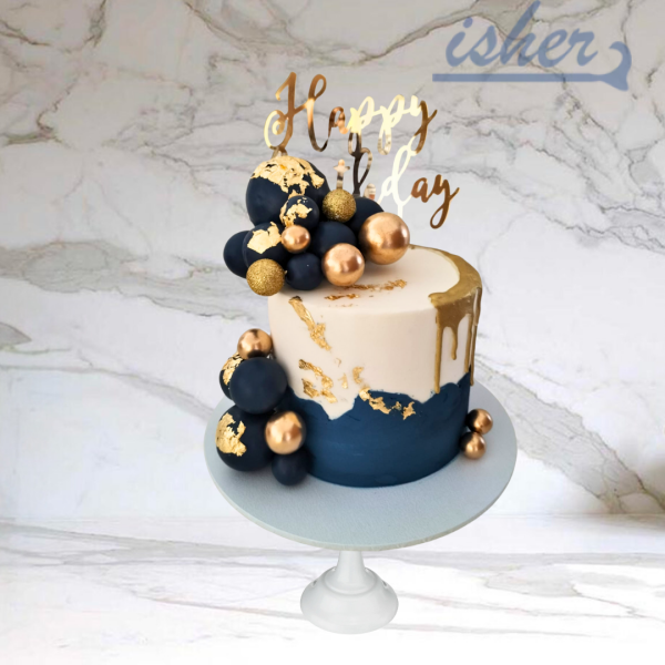 Navy Blue And Gold Cakes